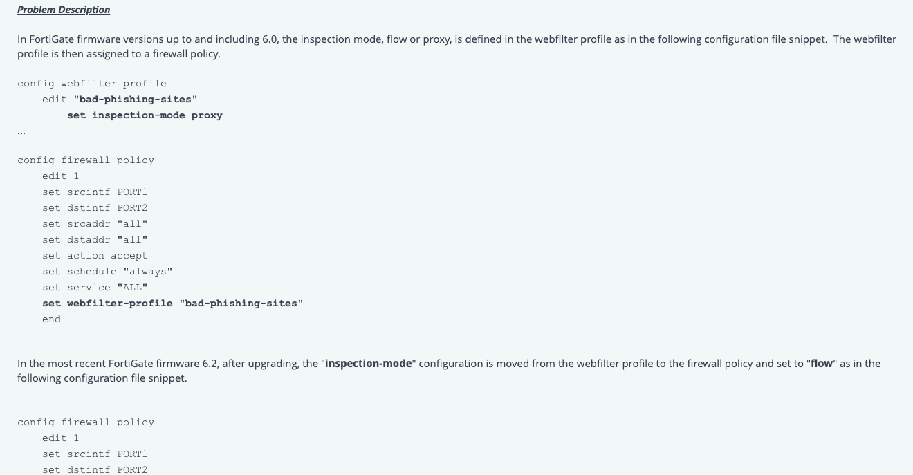 Problem Description In FortiGate firmware versions up | Chegg.com