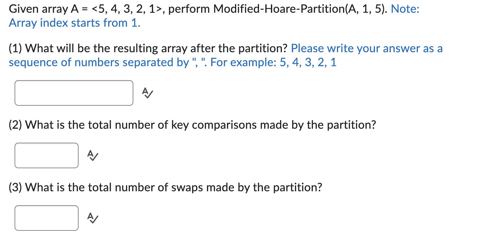 Solved Consider the following modified Hoare's partition | Chegg.com