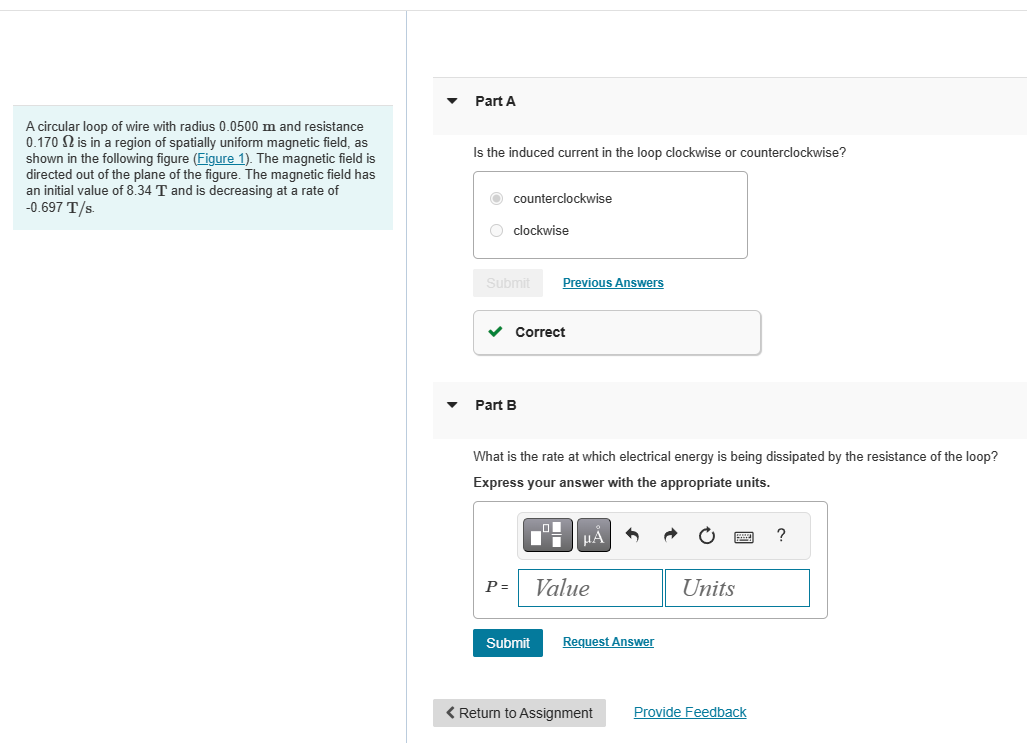 Solved A circular loop of wire with radius 0.0500 m and | Chegg.com
