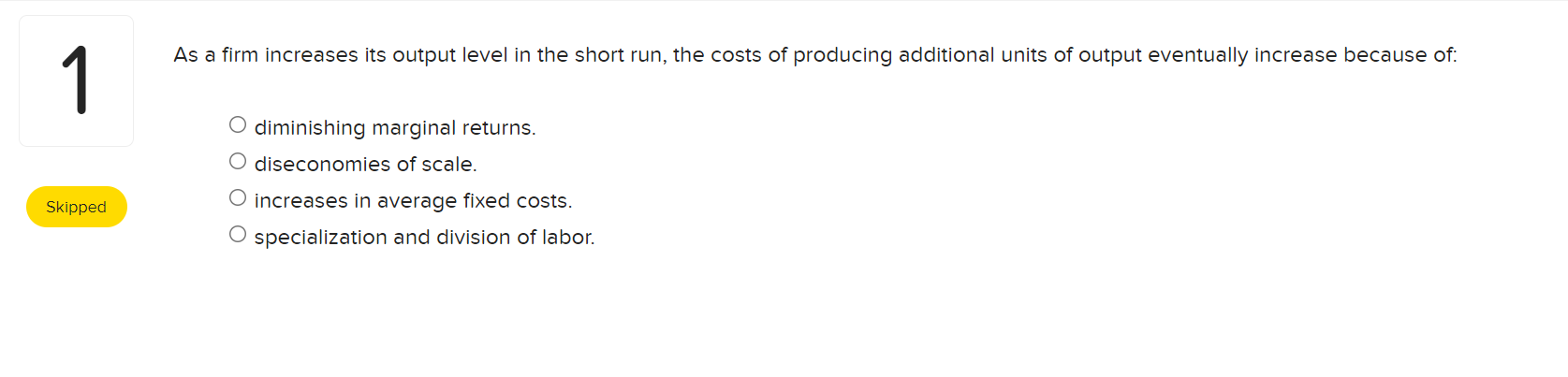 Solved As a firm increases its output level in the short | Chegg.com