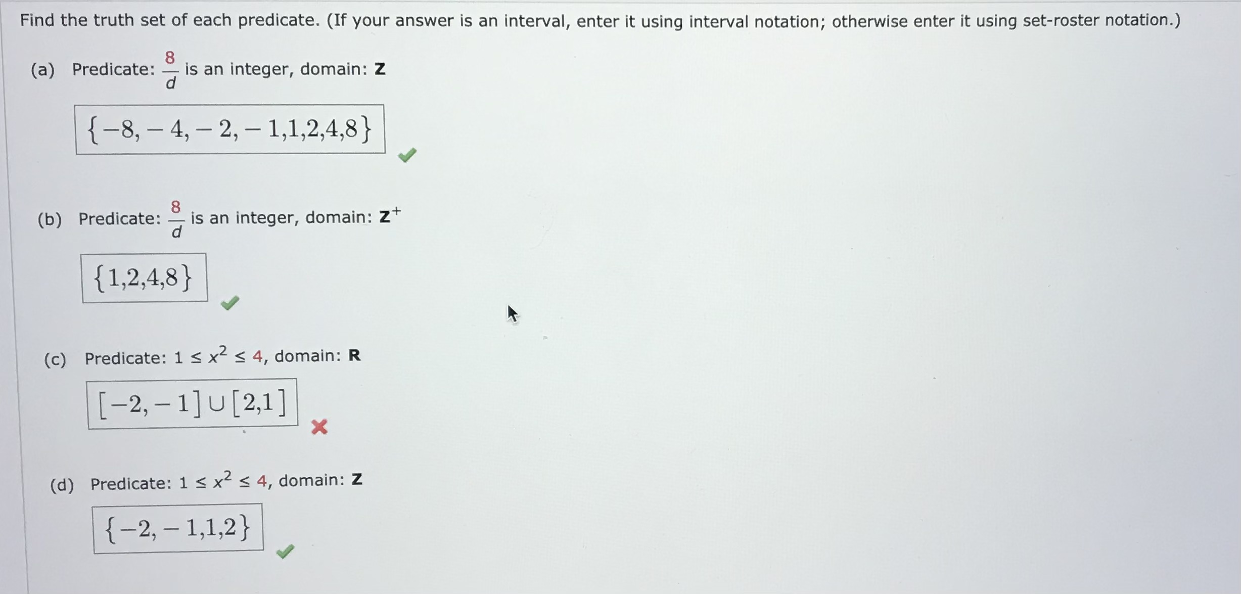 Solved Find the truth set of each predicate. (If your answer | Chegg.com