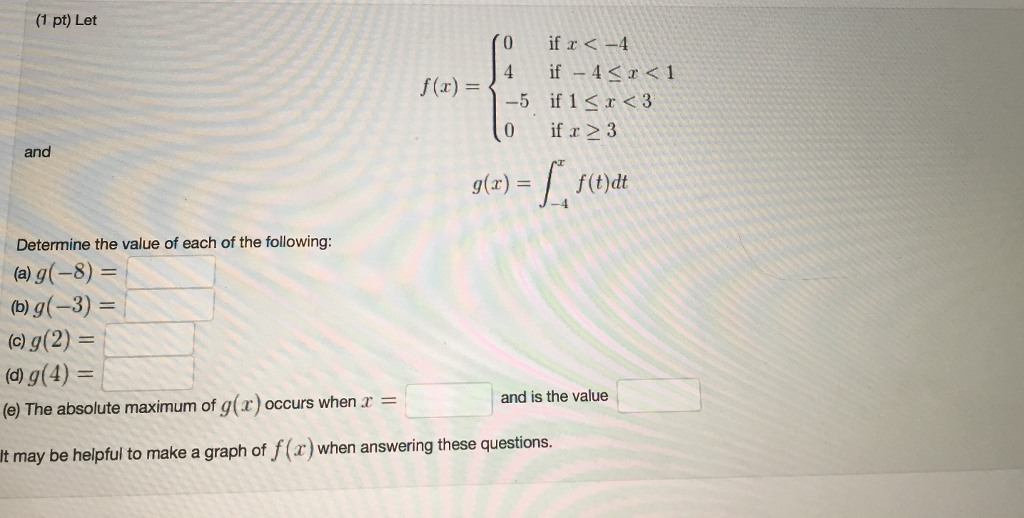 Solved (1 pt) Let if x Solved (1 pt) Let if x