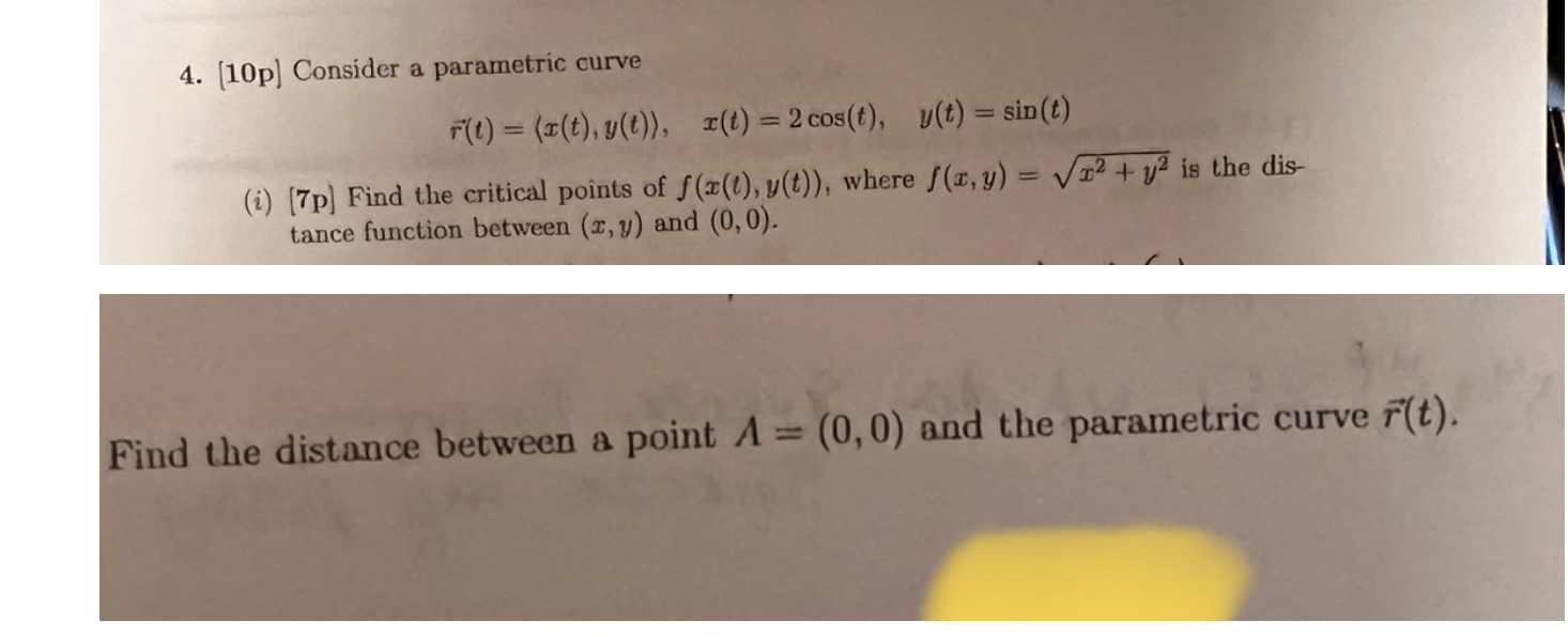 Solved 4. [10p] Consider a parametric curve | Chegg.com