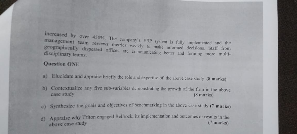 Solved increased by over 450%. The company's ERP system is | Chegg.com