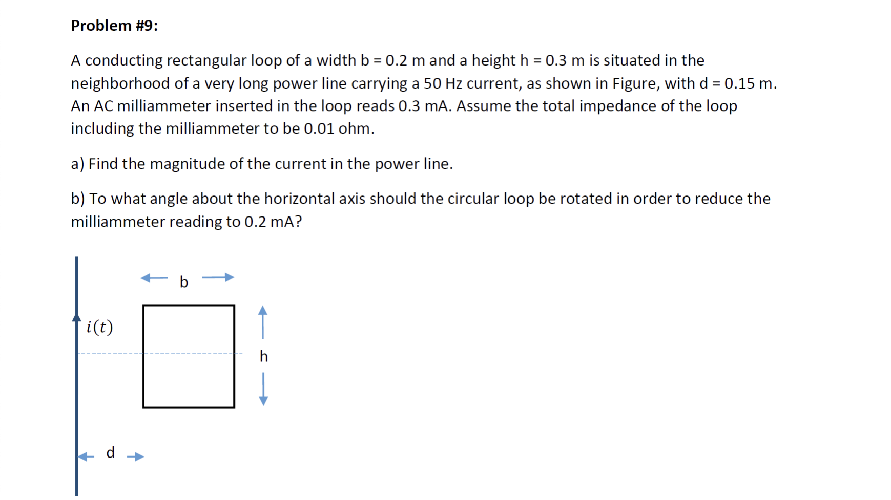 Solved Problem #9: A conducting rectangular loop of a width | Chegg.com