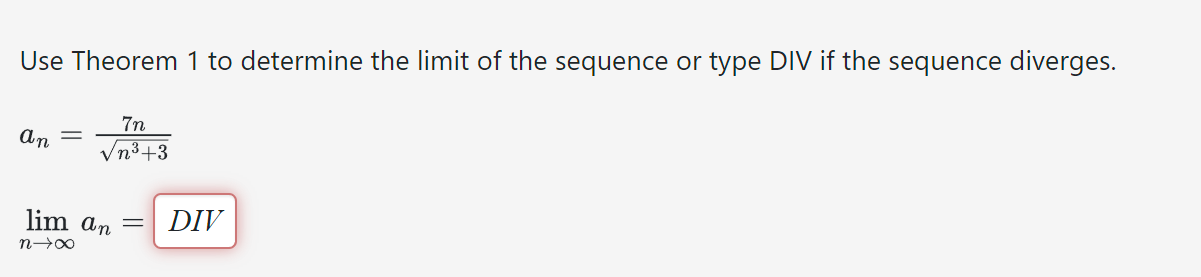 Solved Use Theorem 1 to determine the limit of the sequence | Chegg.com