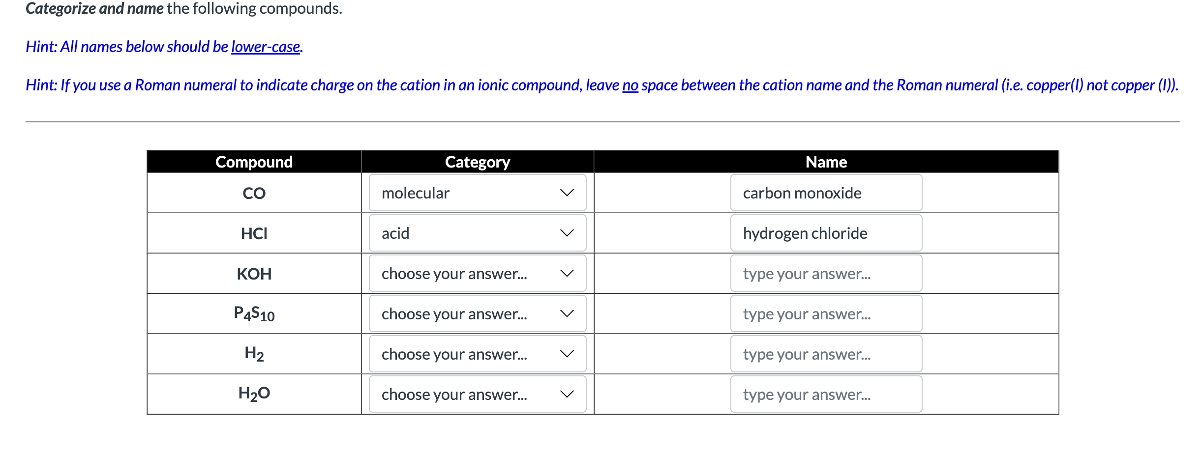 Categorize and name the following compounds. Hint: | Chegg.com