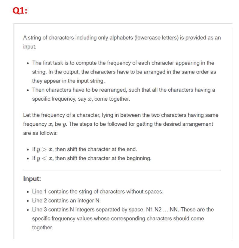 Solved Q1 A String Of Characters Including Only Alphabets Chegg