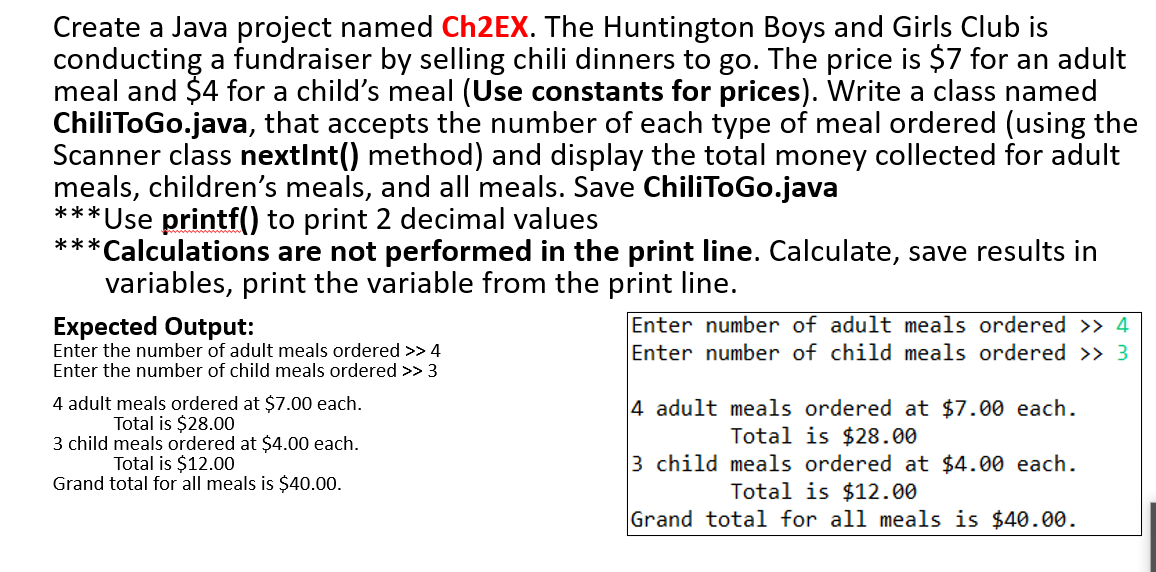 Solved Create a Java project named Ch2EX. The Huntington | Chegg.com