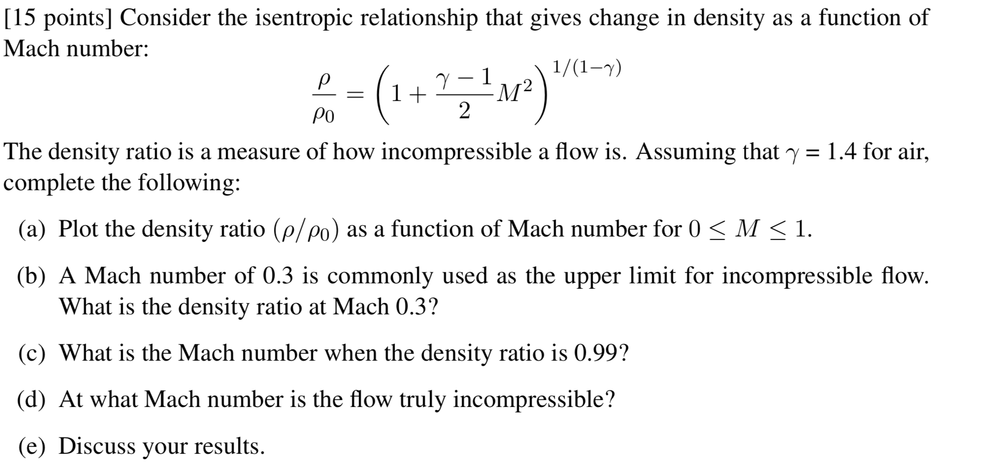 Solved [15 points] Consider the isentropic relationship that | Chegg.com