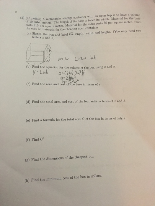Solved A rectangular storage container with an open top is | Chegg.com