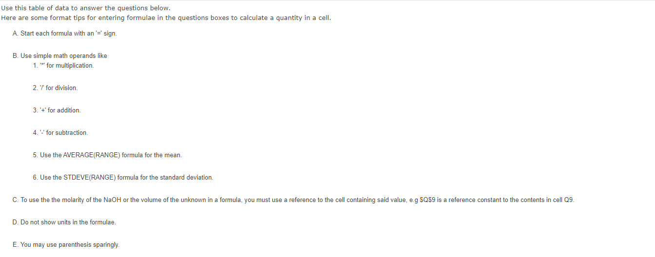 Solved Use this table of data to answer the questions below. | Chegg.com