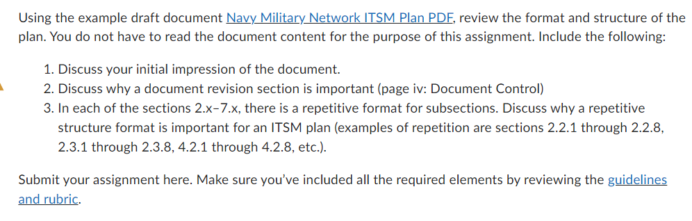Solved Using the example draft document Navy Military | Chegg.com