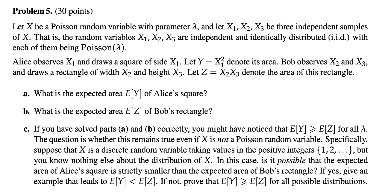 Solved Problem 5. (30 points) Let X be a Poisson random | Chegg.com