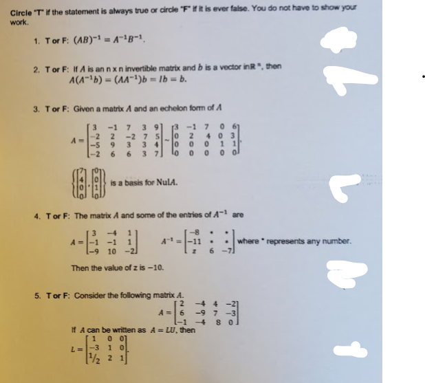 Linear Algebra Questions And Answers Solution Linear Algebr 