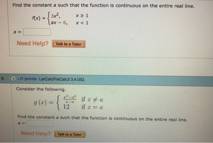 Solved Find The Constant A Such That The Function Is 