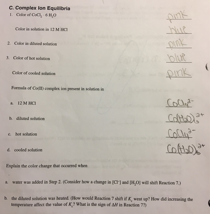 Solved Explain the color change that occurred when | Chegg.com