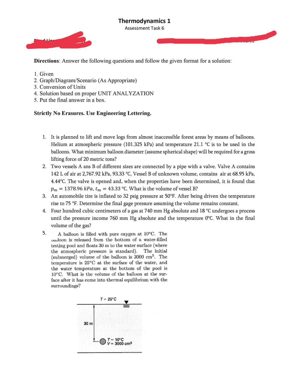 Solved Thermodynamics 1 Assessment Task 6 Directions: Answer | Chegg.com