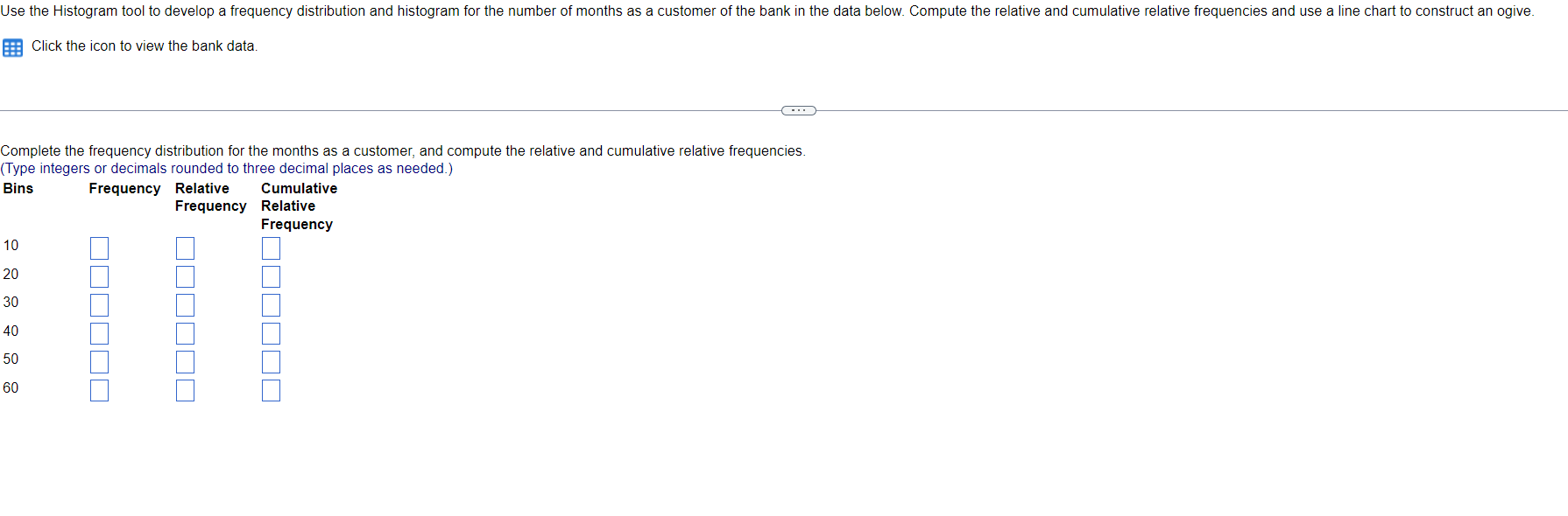 Solved Use the Histogram tool to develop a frequency | Chegg.com