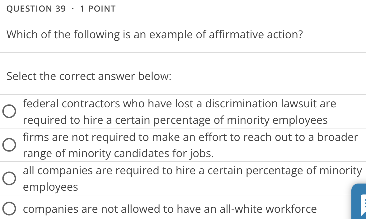 Solved Which of the following is an example of affirmative | Chegg.com