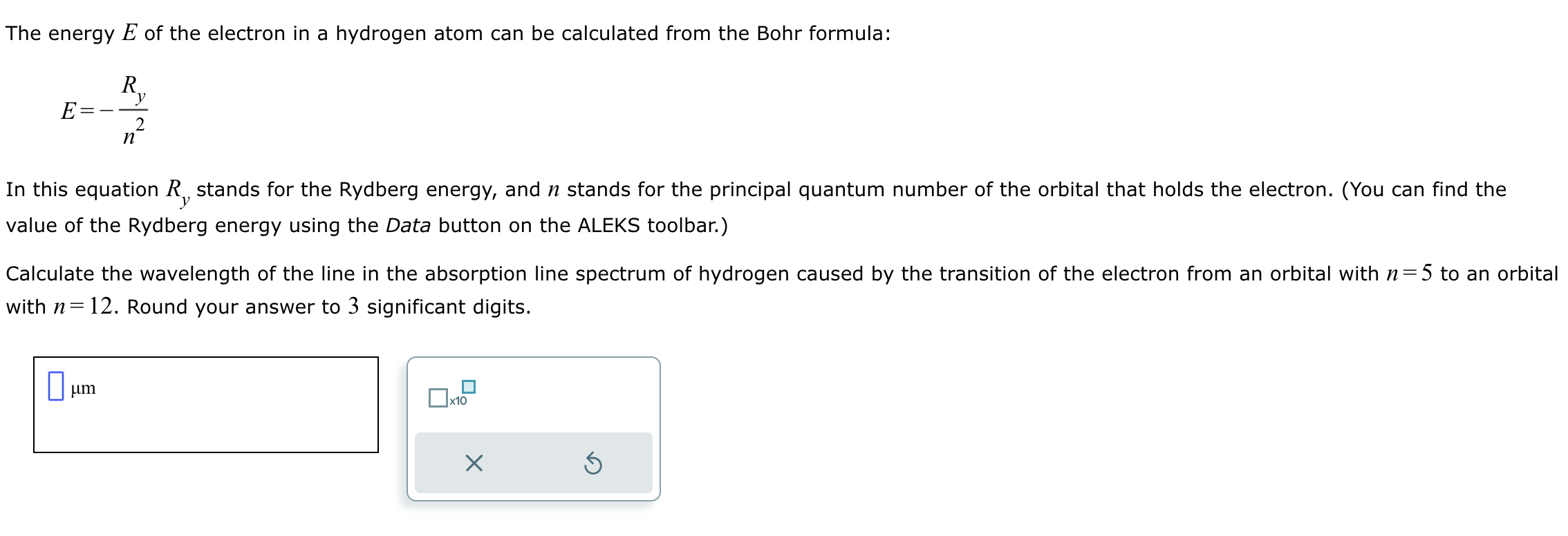 Solved The energy E of the electron in a hydrogen atom can | Chegg.com