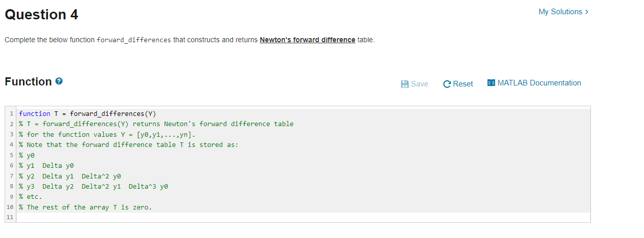 Solved Complete the below function forward_differences that | Chegg.com