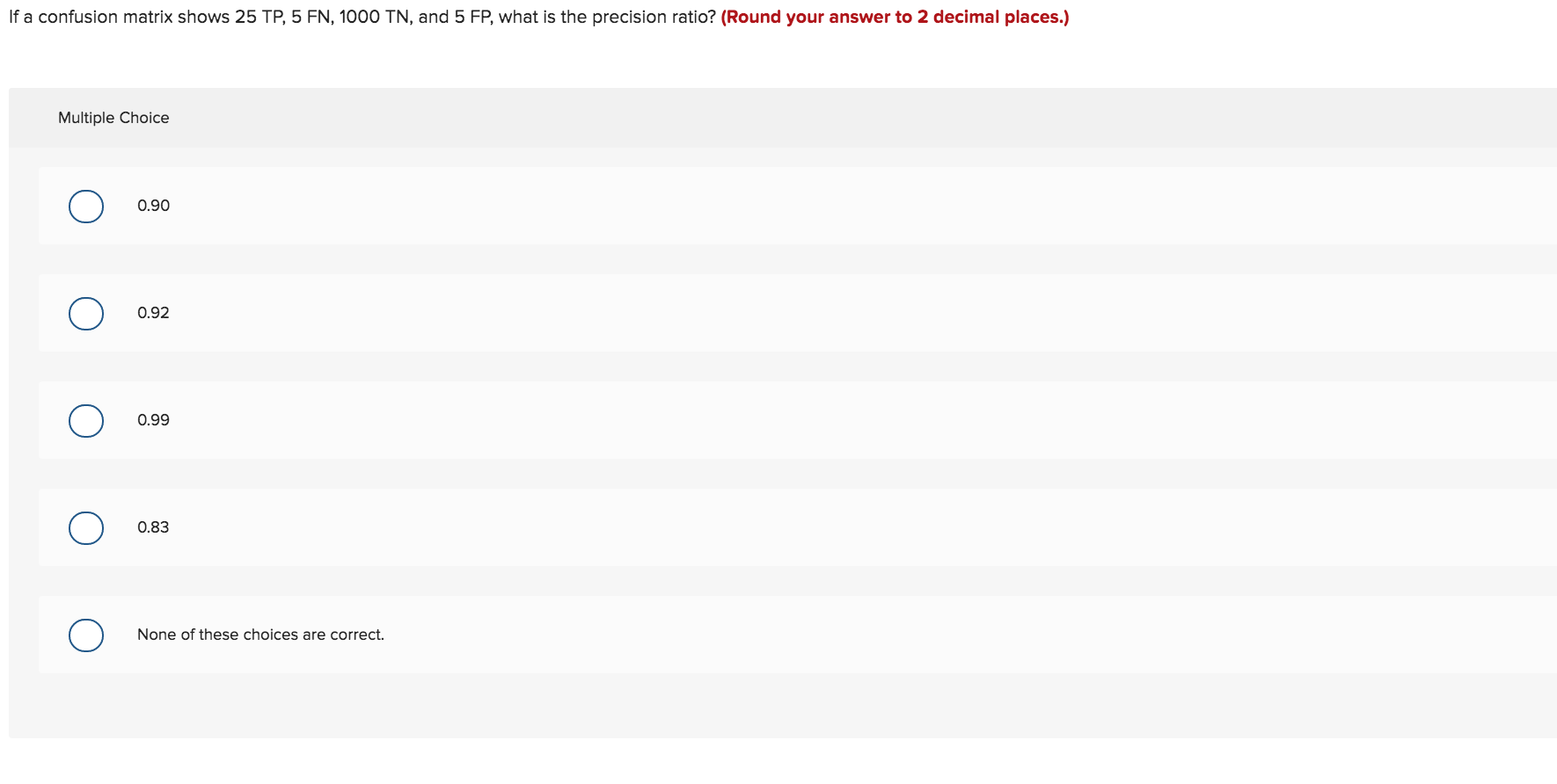 Solved If a confusion matrix shows 25 TP, 5 FN, 1000 TN, and | Chegg.com