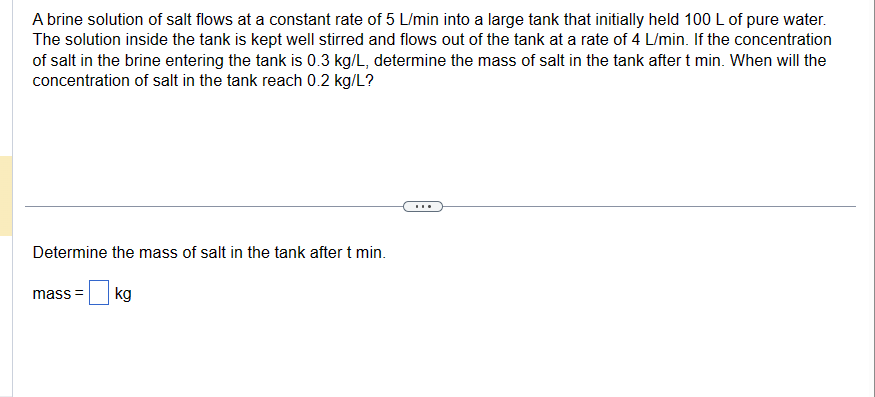 Solved A brine solution of salt flows at a constant rate of | Chegg.com