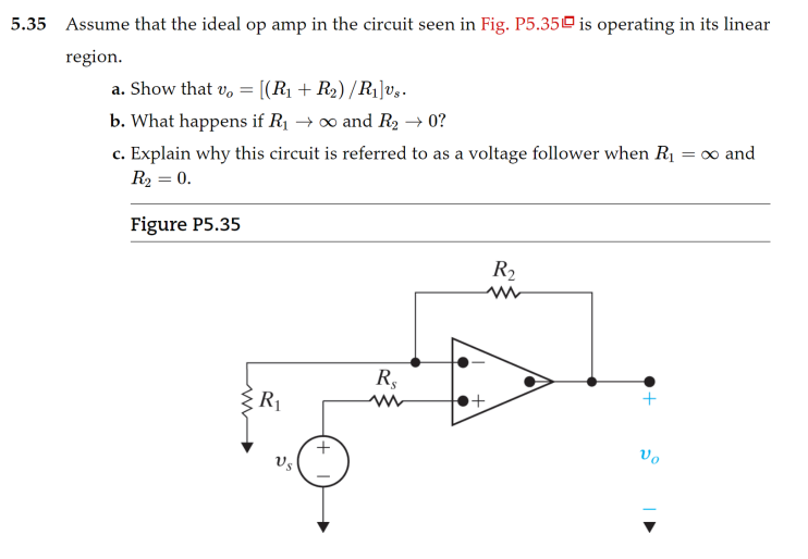 Solved 5.35 Assume that the ideal op amp in the circuit seen | Chegg.com