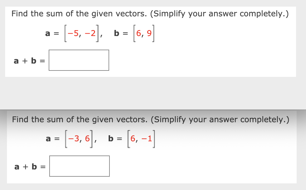 Solved Find the sum of the given vectors. (Simplify your | Chegg.com