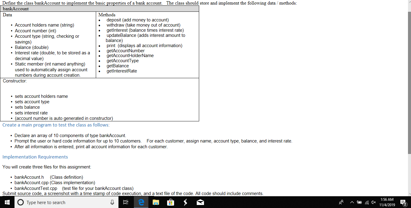 Solved Define the class bankAccount to implement the basic | Chegg.com Solved Define the class bankAccount to implement the basic | Chegg.com