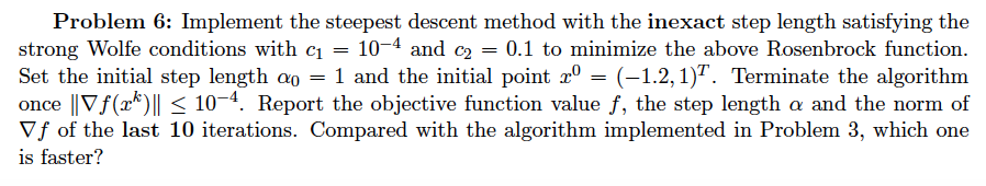 Solved Problem 6: Implement the steepest descent method with | Chegg.com