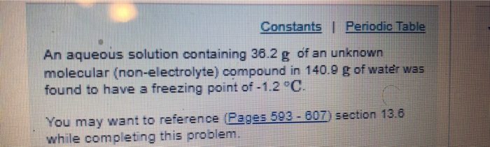 Solved Constants I Periodic Table An aqueous solution | Chegg.com