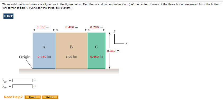 Solved Three solid, uniform boxes are aligned as in the | Chegg.com