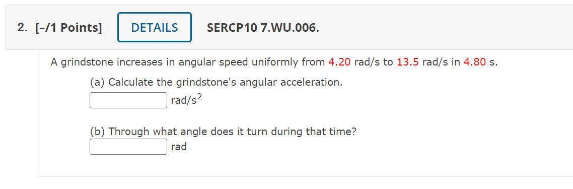 Solved 2. [-/1 Points] DETAILS SERCP10 7.WU.006. A | Chegg.com