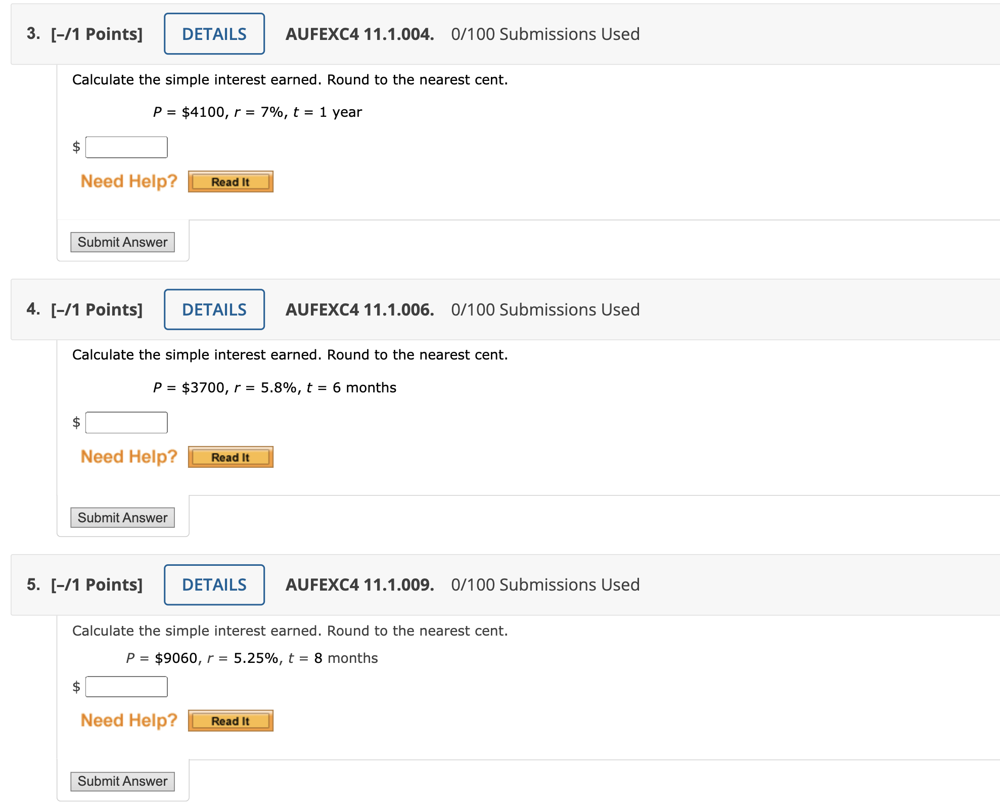 Solved [-/1 ﻿Points]AUFEXC4 11.1.004. 0/100 ﻿Submissions | Chegg.com