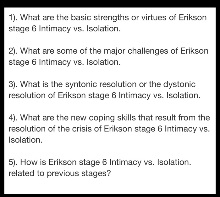 Intimacy Vs Isolation Erikson
