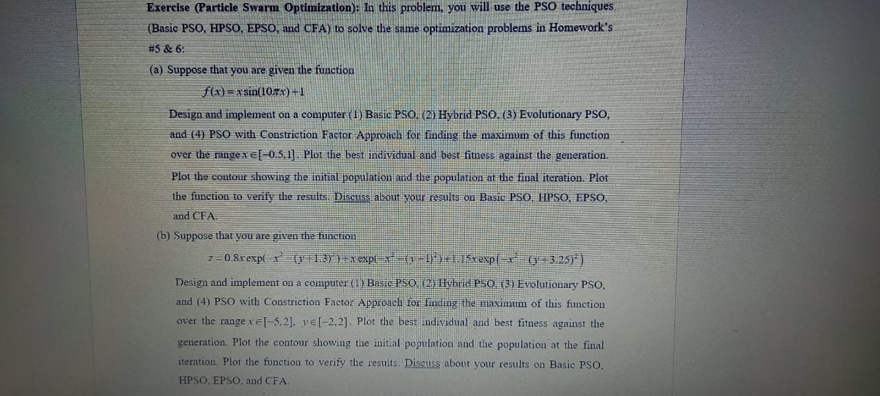 Solved Exercise (Particle Swarm Optimization): In this | Chegg.com