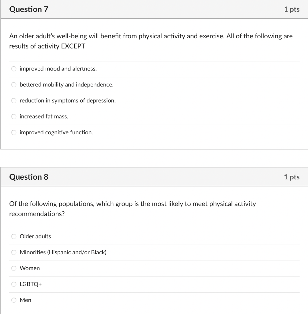 Solved All of the following are qualities of exercise EXCEPT | Chegg.com