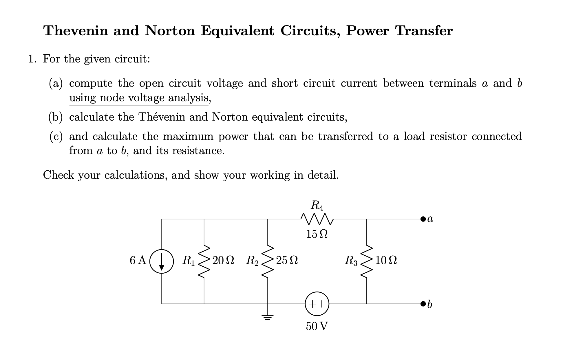 Solved Thevenin and Norton Equivalent Circuits, Power | Chegg.com