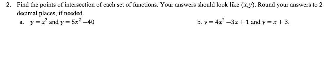 Solved 2. Find the points of intersection of each set of | Chegg.com