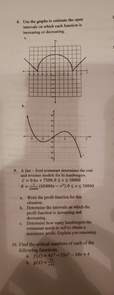 Solved 8. Use the graphs to estimate the open intervals on | Chegg.com