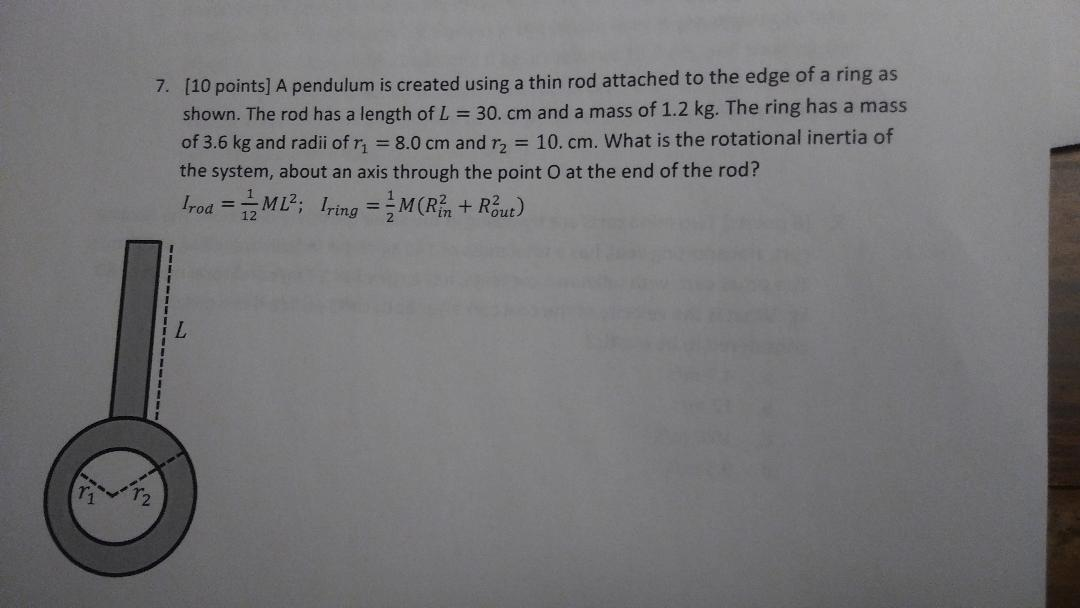 Solved 7. (10 points] A pendulum is created using a thin rod | Chegg.com