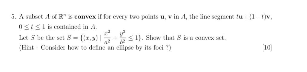 Solved 5. A subset A of Rn is convex if for every two points | Chegg.com