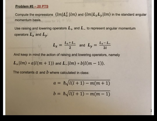 Solved Problem #5-20 PTS Compute the expressions(lmlL] Im:) | Chegg.com