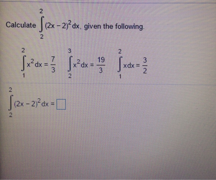 Solved Calculate (7x+x2) dx, given the following. x 2 271 r | Chegg.com