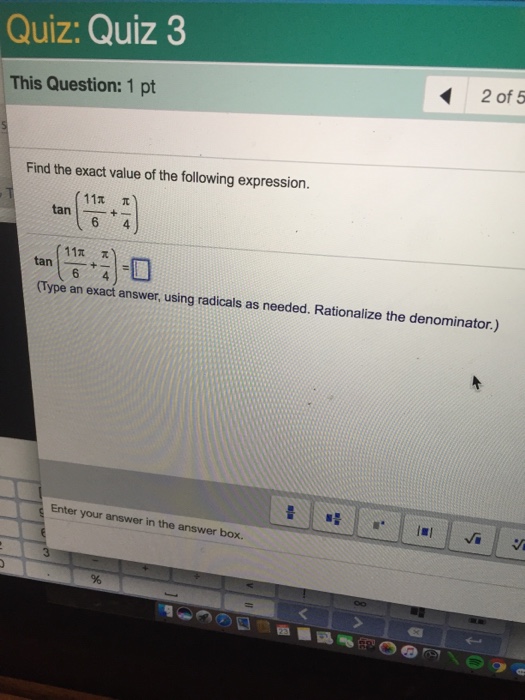 Solved Find the exact value of the following expression. tan | Chegg.com