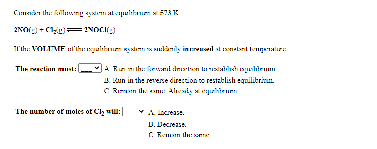 Solved Consider the following system at equilibrium at 573 | Chegg.com