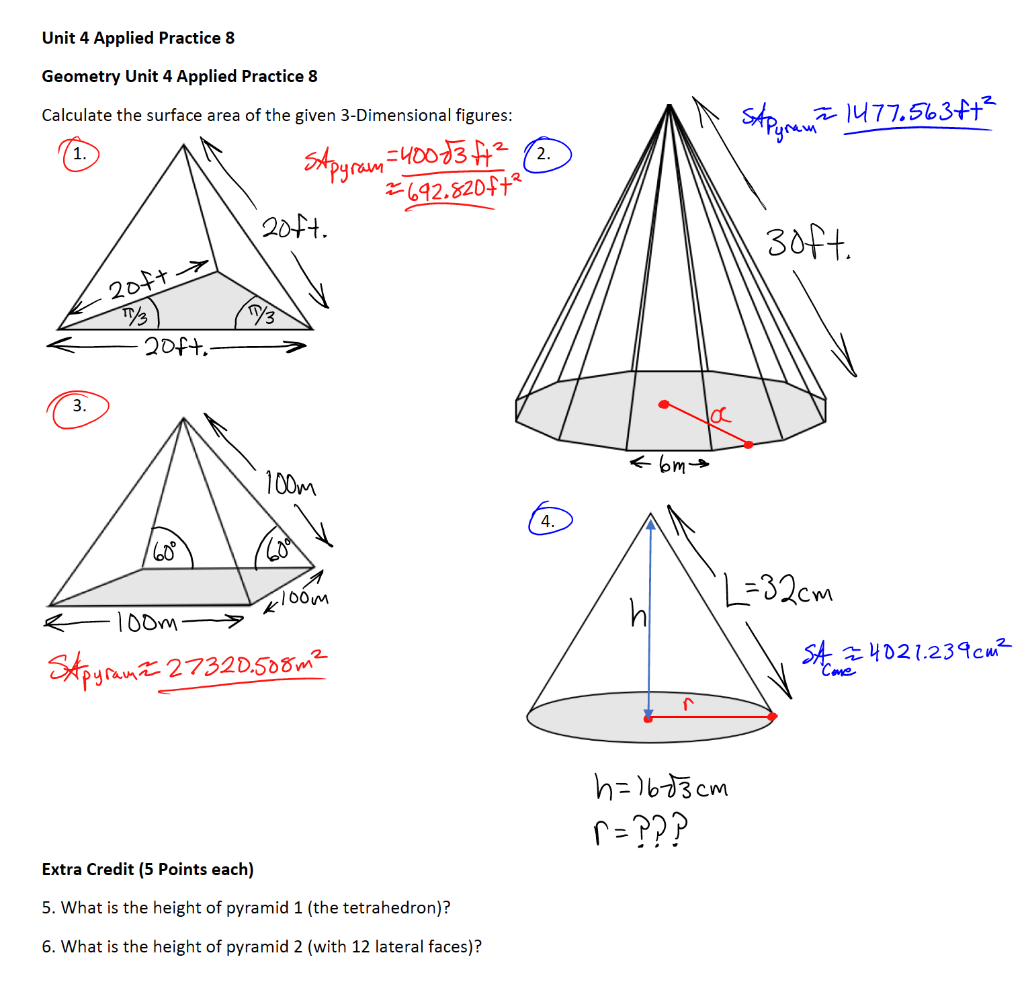 Solved Unit 4 Applied Practice 8 Geometry Unit 4 Applied | Chegg.com