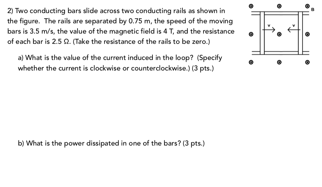 Solved 2) Two conducting bars slide across two conducting | Chegg.com